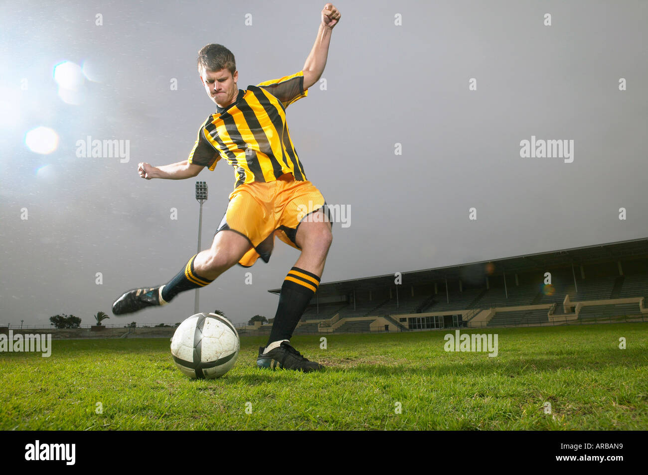 Football Player Kicking Ball High Resolution Stock Photography and ...