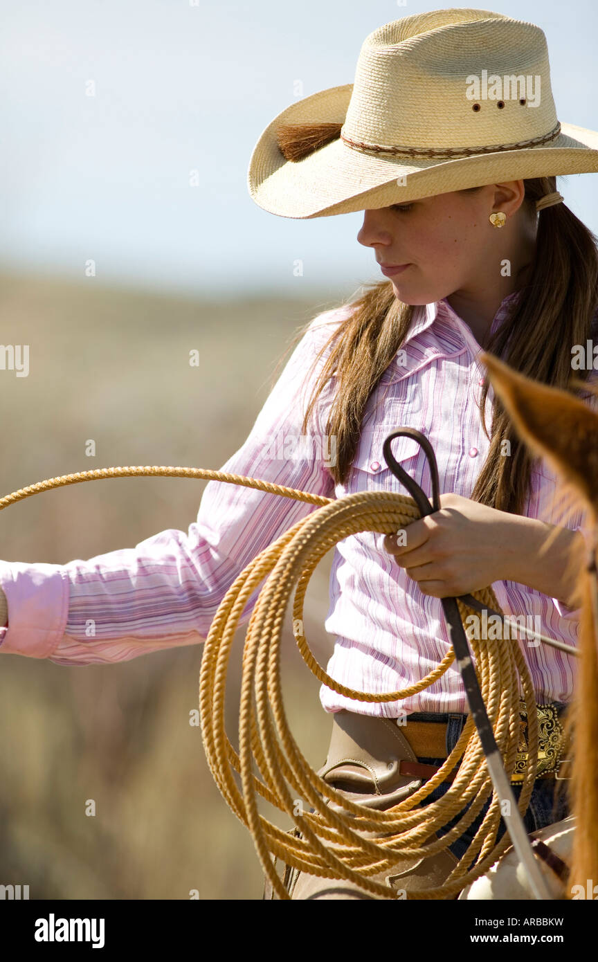 Cowgirl roping hi-res stock photography and images - Alamy