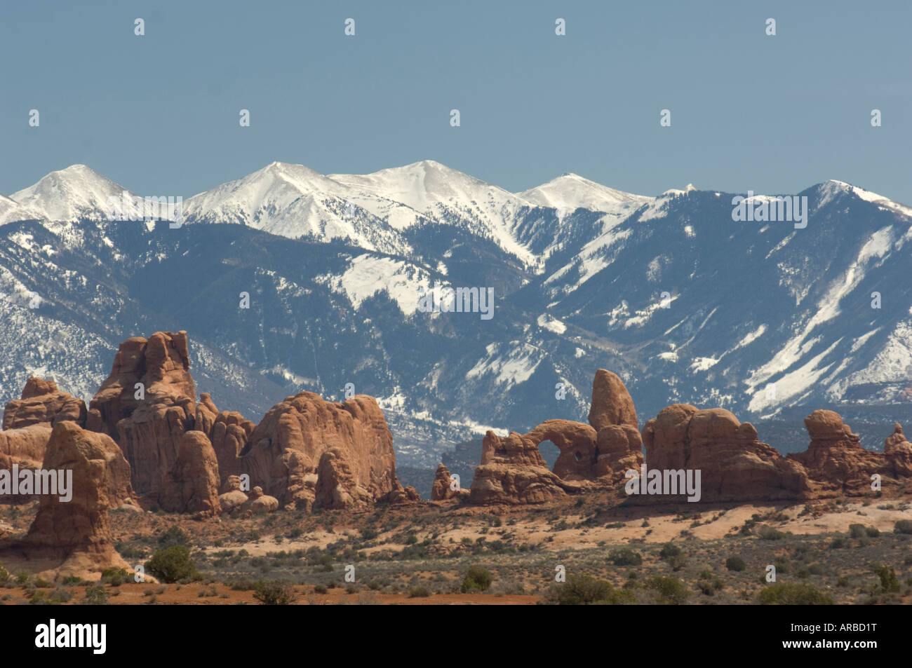 Windows area and La Sal mountains, Arches National Park, Utah, United ...