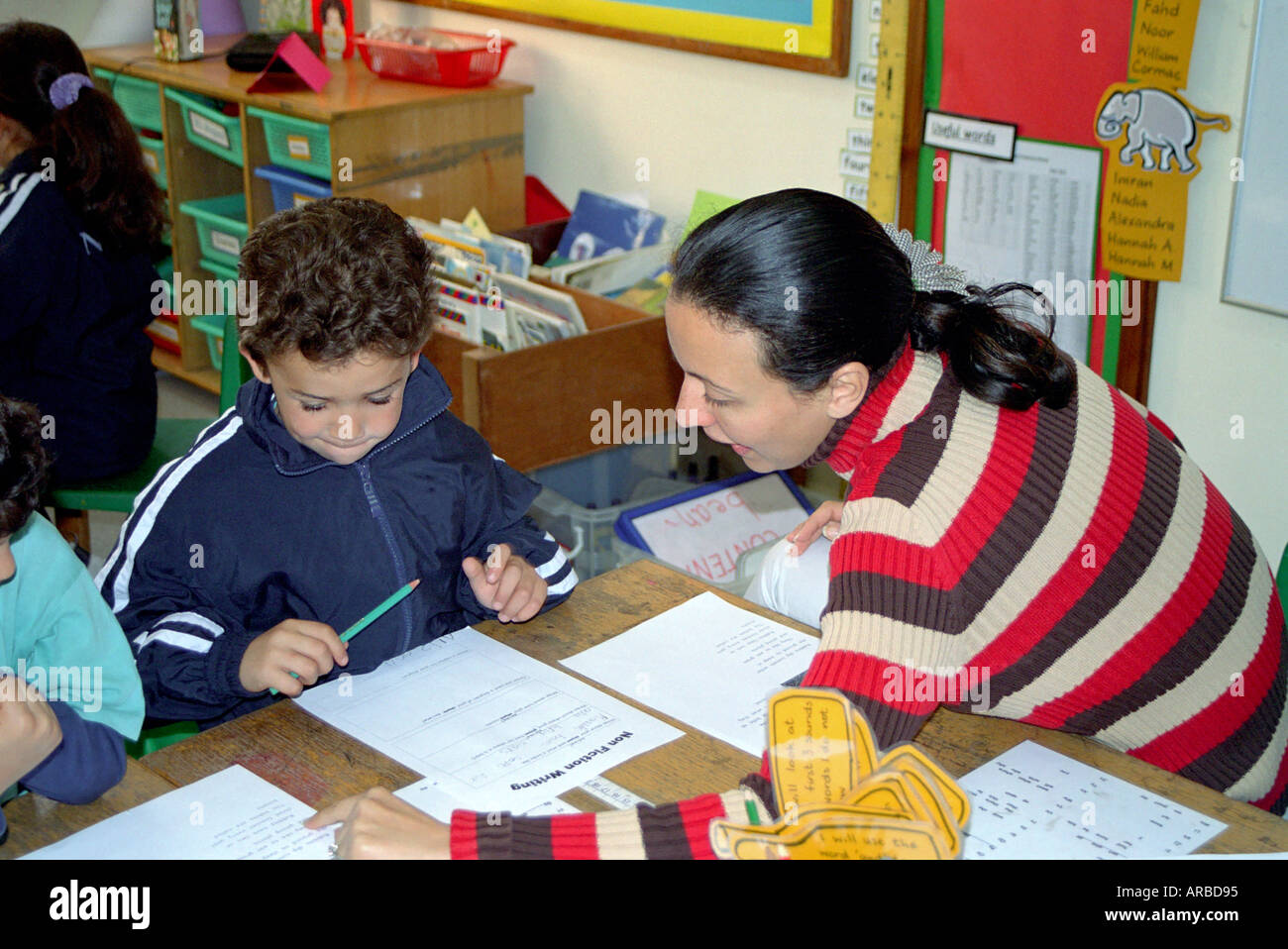 school children in class room with teacher Stock Photo - Alamy