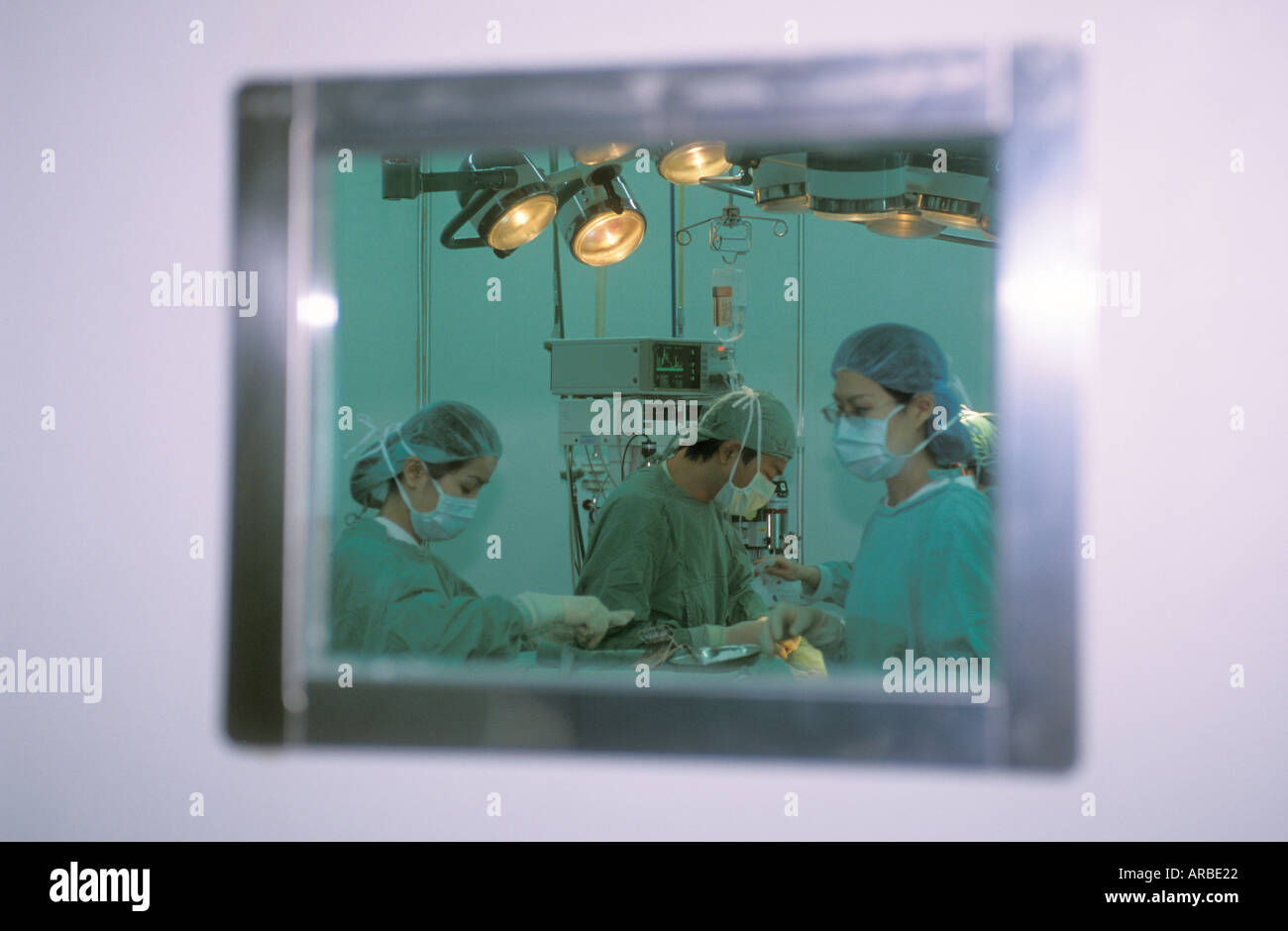 A view of surgery through hospital operating room window Stock Photo ...