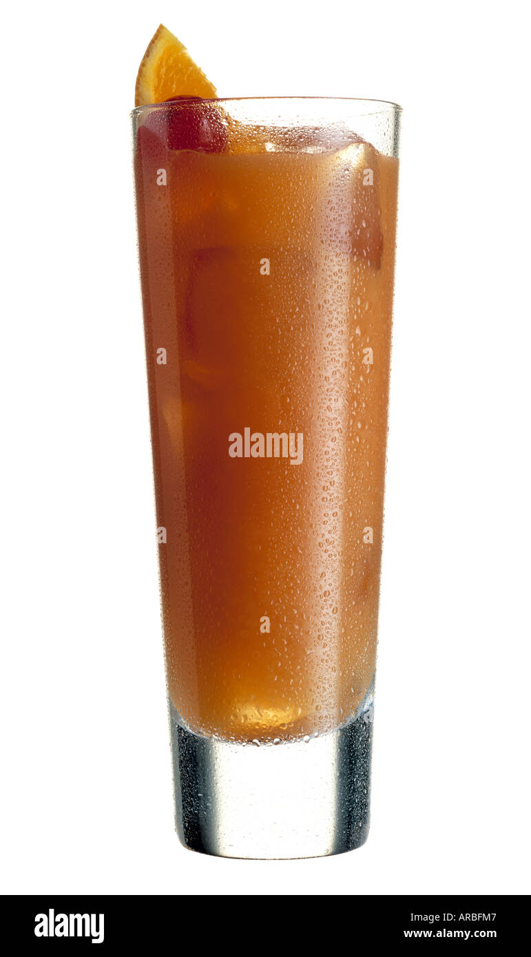 Slow screw cocktail in a straight glass on a white background Stock ...