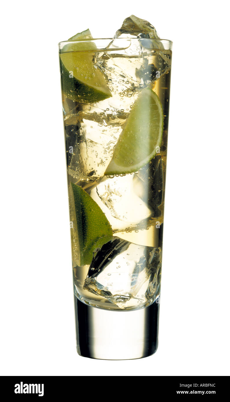Dragonfly cocktail in a straight glass on a white background Stock ...