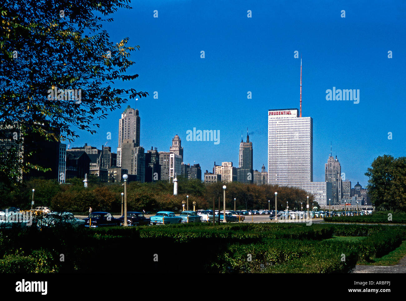 Columbus Drive and Grant Park. Chicago. Illinois. USA c. 1957 Stock ...