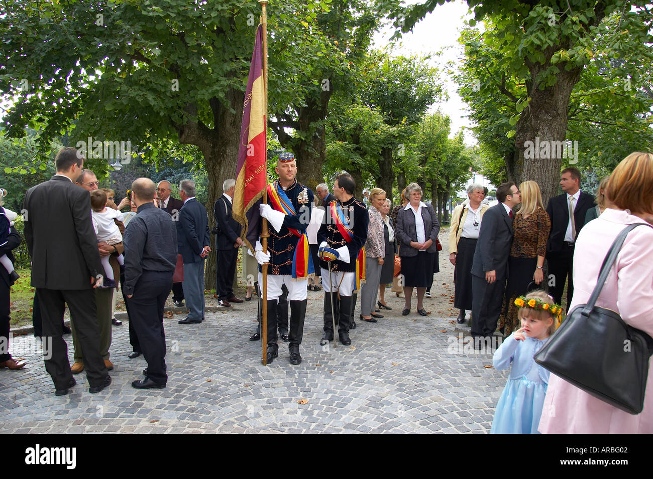 members of fraternity with flag Stock Photo - Alamy