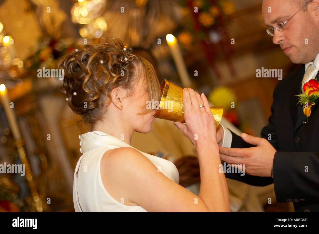 bride drinking from goblet Stock Photo - Alamy