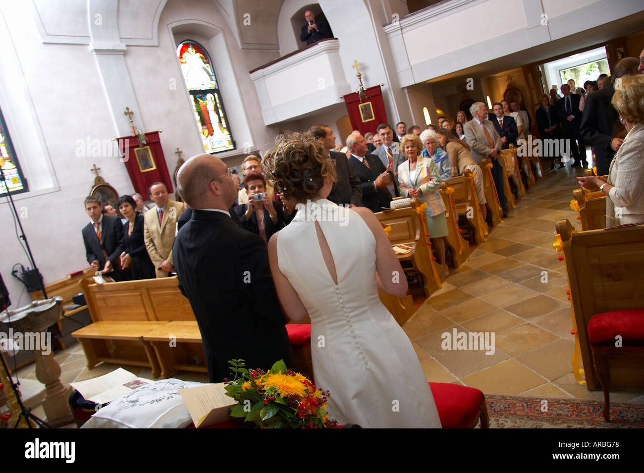 bridal couple in church Stock Photo - Alamy