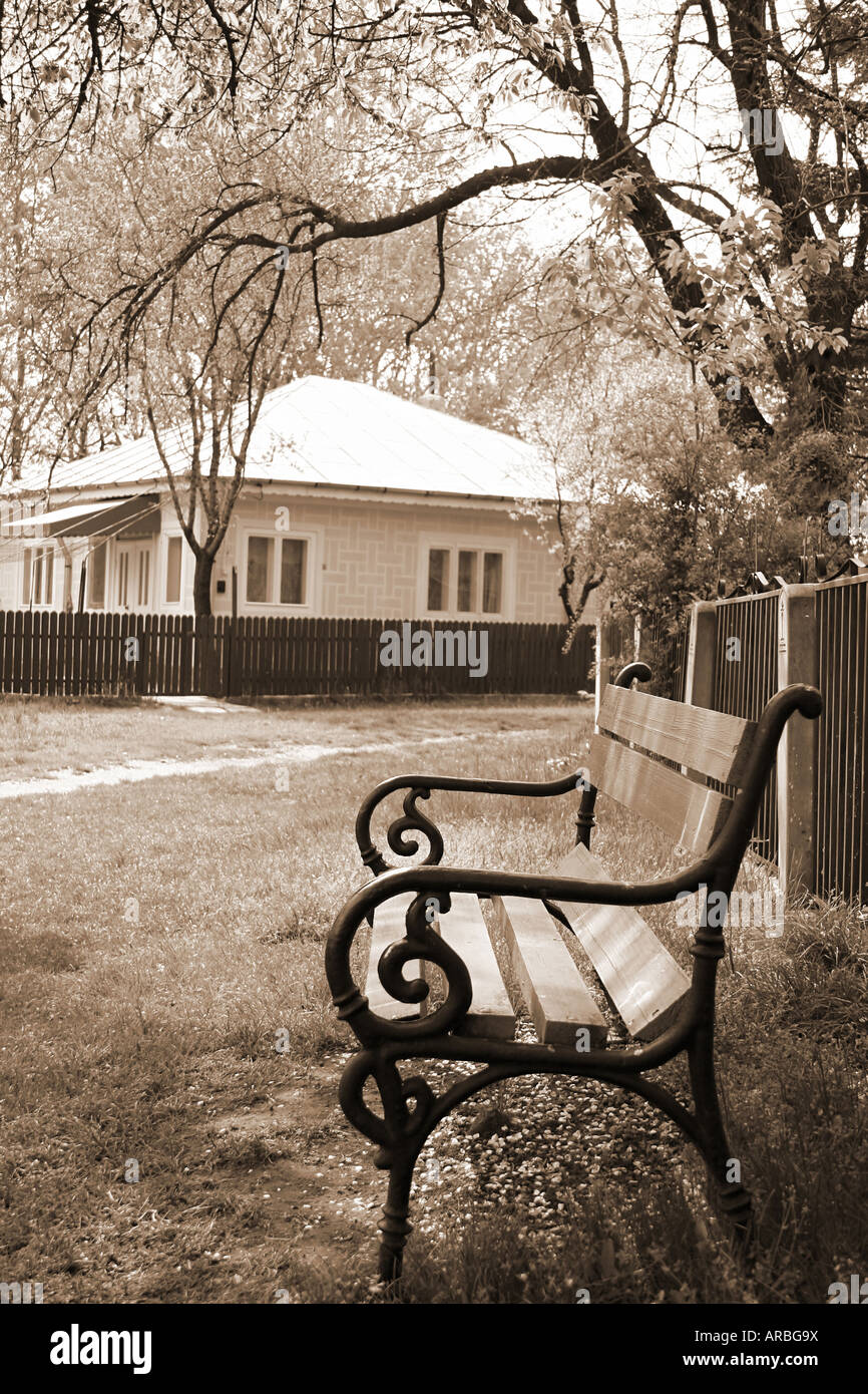 beautiful background with bench Stock Photo - Alamy