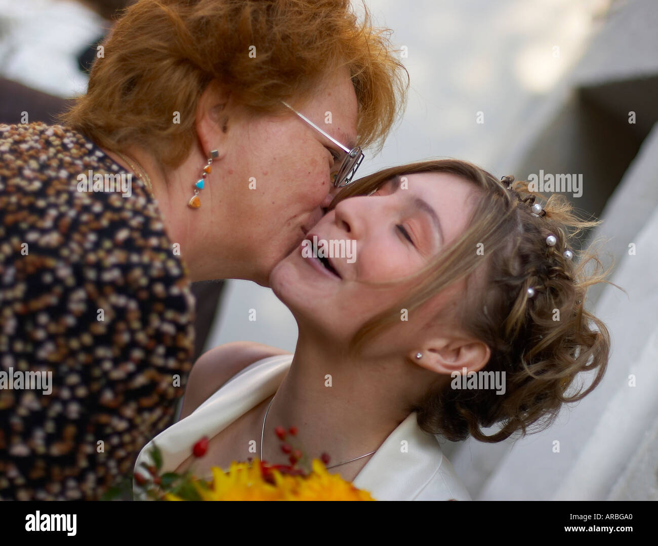 Mother kissing bride hi-res stock photography and images - Alamy