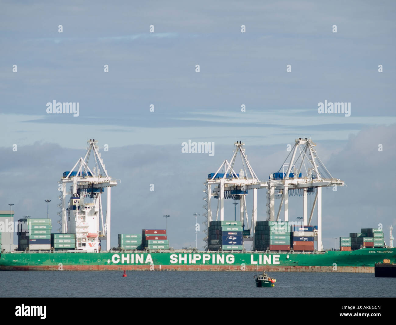 Container ship dock with crane near the main port Stock Photo - Alamy