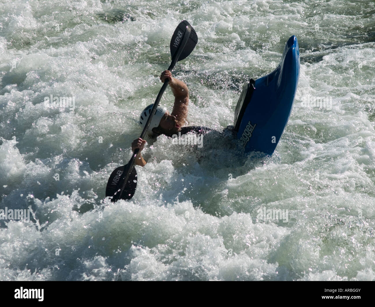 Kayakers in river Stock Photo - Alamy