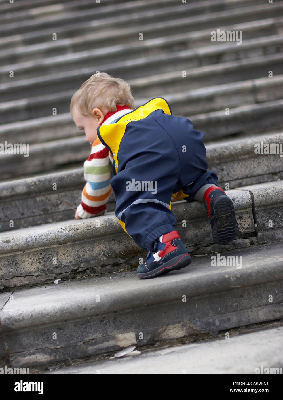 baby climbing steps Stock Photo - Alamy