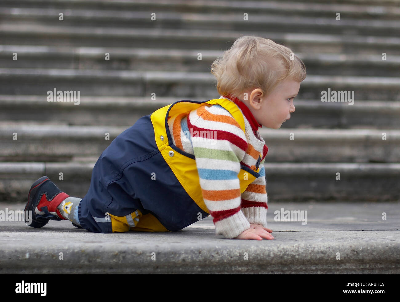 baby climbing steps Stock Photo - Alamy