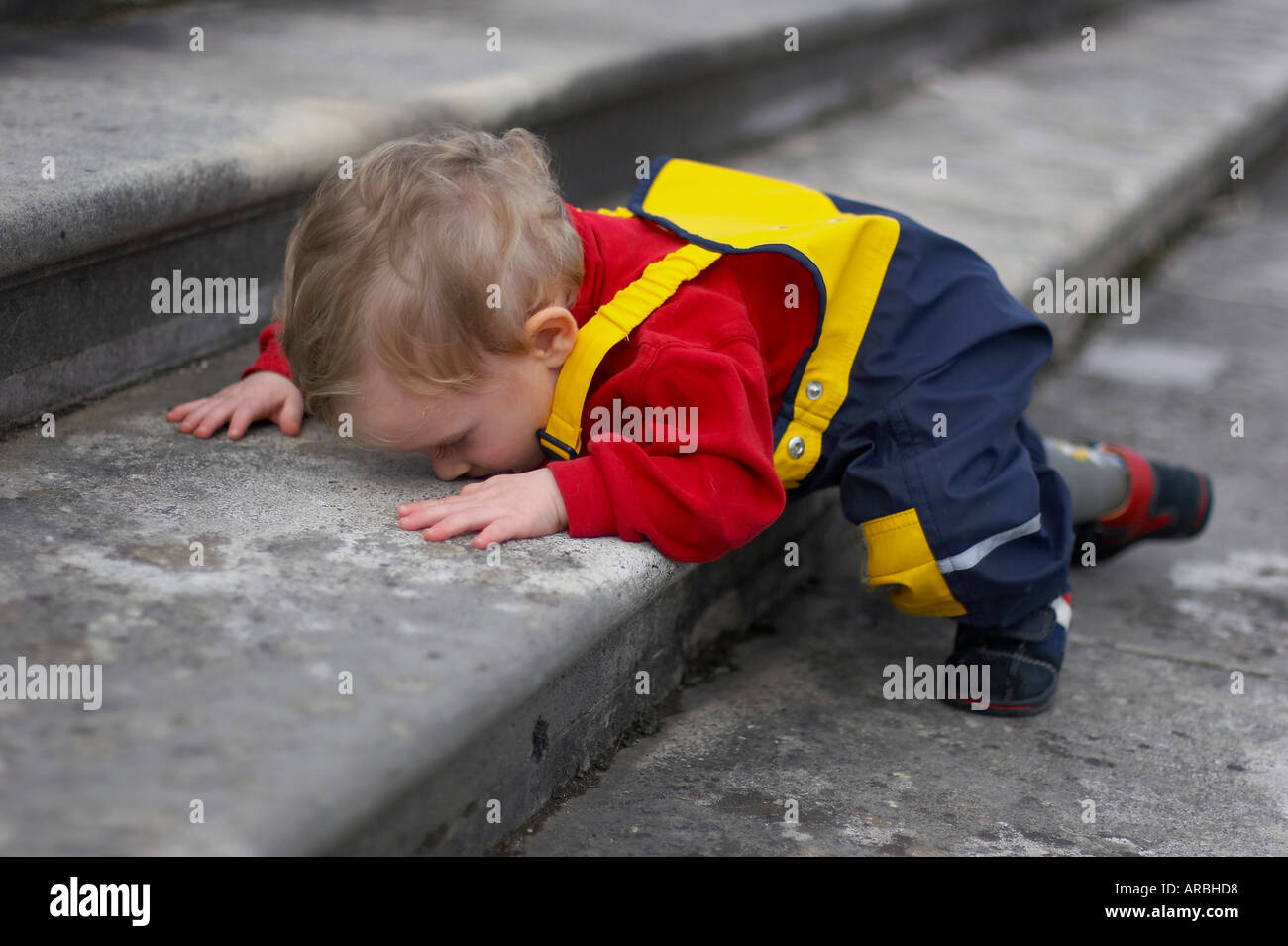 baby climbing steps Stock Photo - Alamy