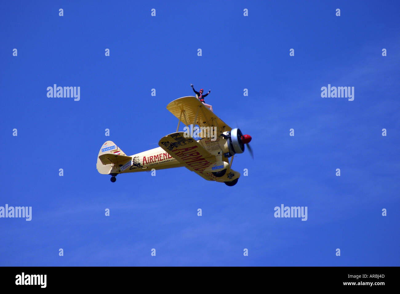 double decker with a wingwalker Stock Photo - Alamy