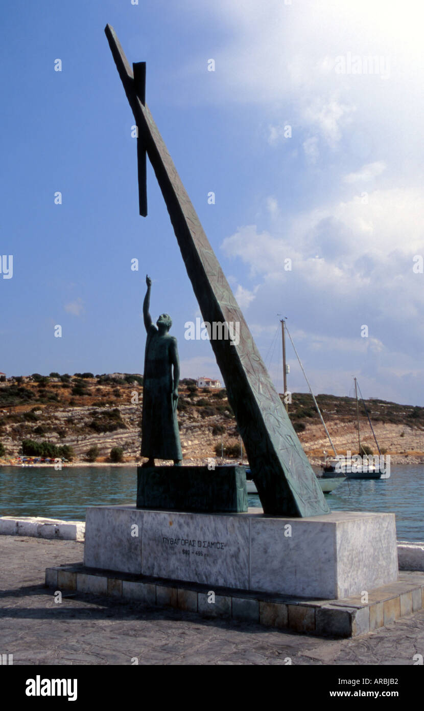 PYTHAGORAS SCULPTURE PYTHAGORIO SAMOS GREEK ISLAND EUROPE Stock Photo ...