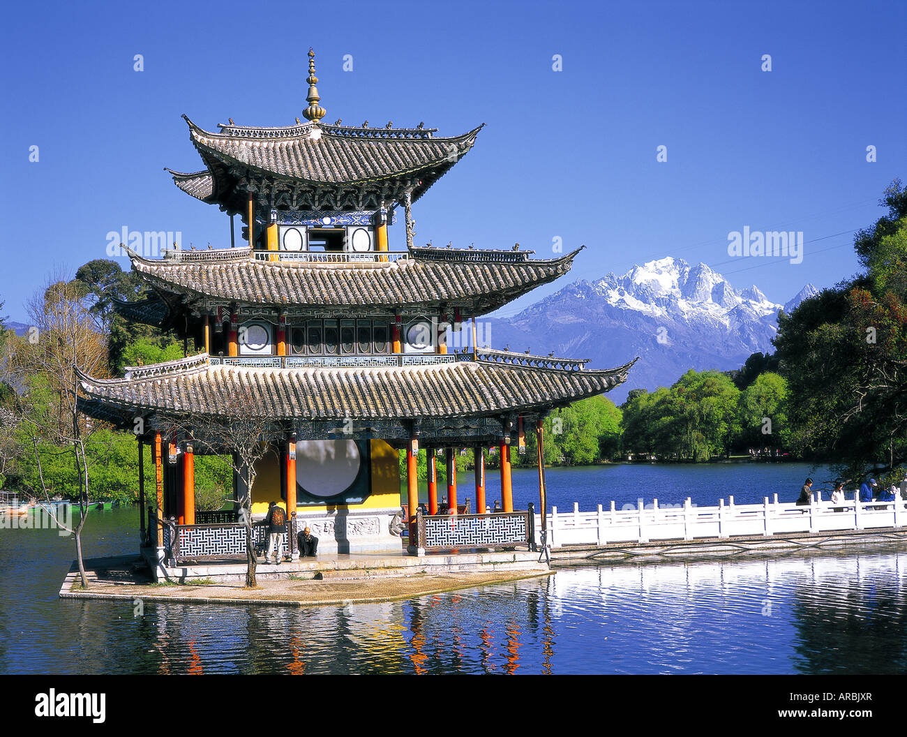 Black Dragon Pool Park, Lijiang, with Jade Dragon Snow mountains in the ...