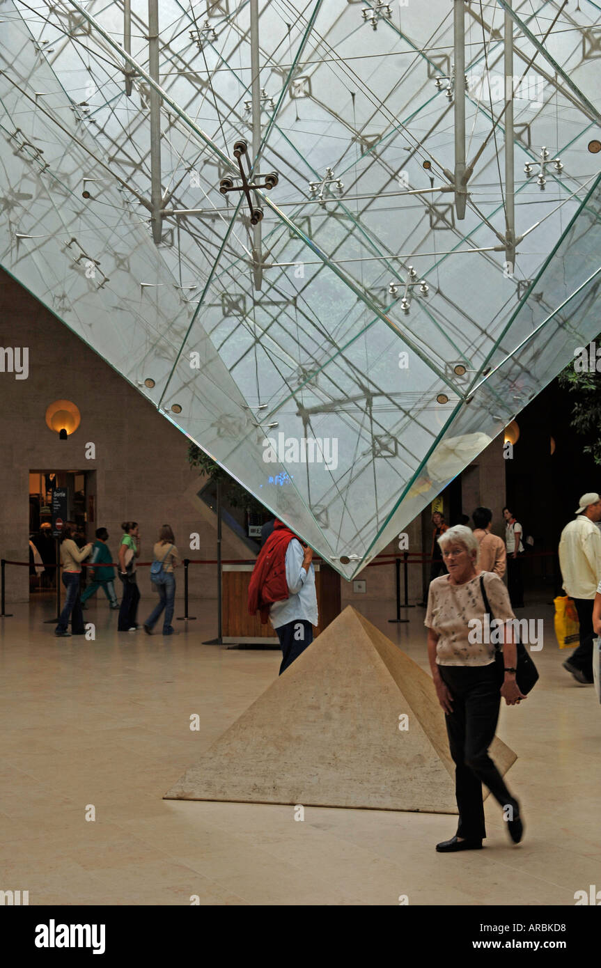 Interior view of the inverted pyramid in the Louvre Museum Paris France ...