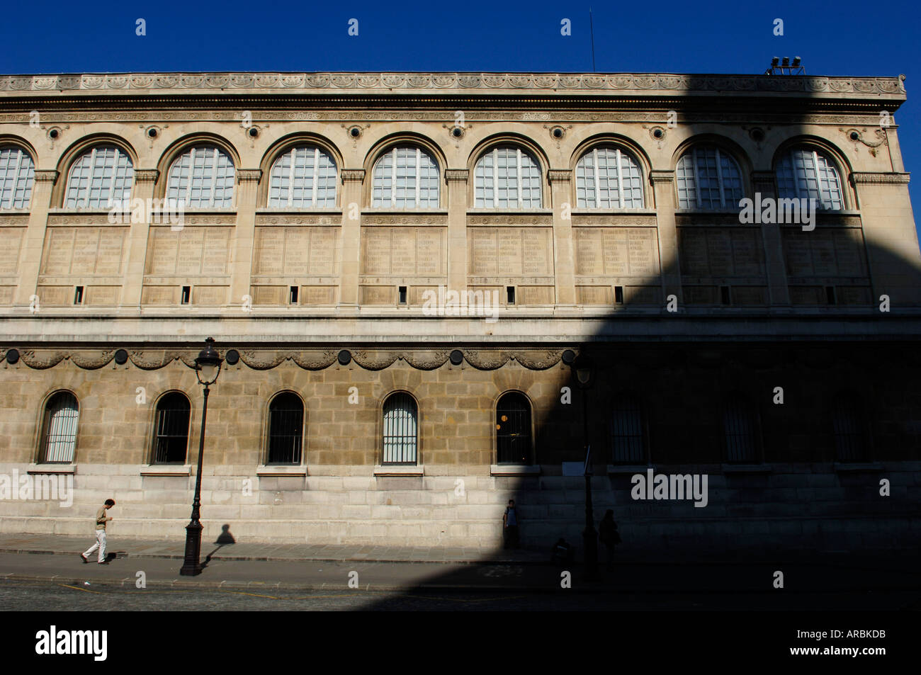 Sorbonne University and shadow of the Pantheon, Paris, France, Europe ...