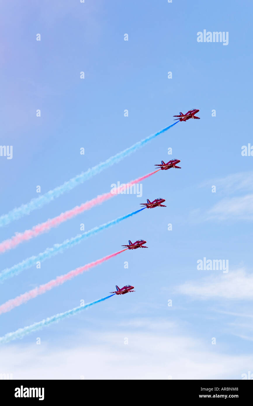 Red Arrows Royal Air Force Aerobatic Team high speed approach during ...
