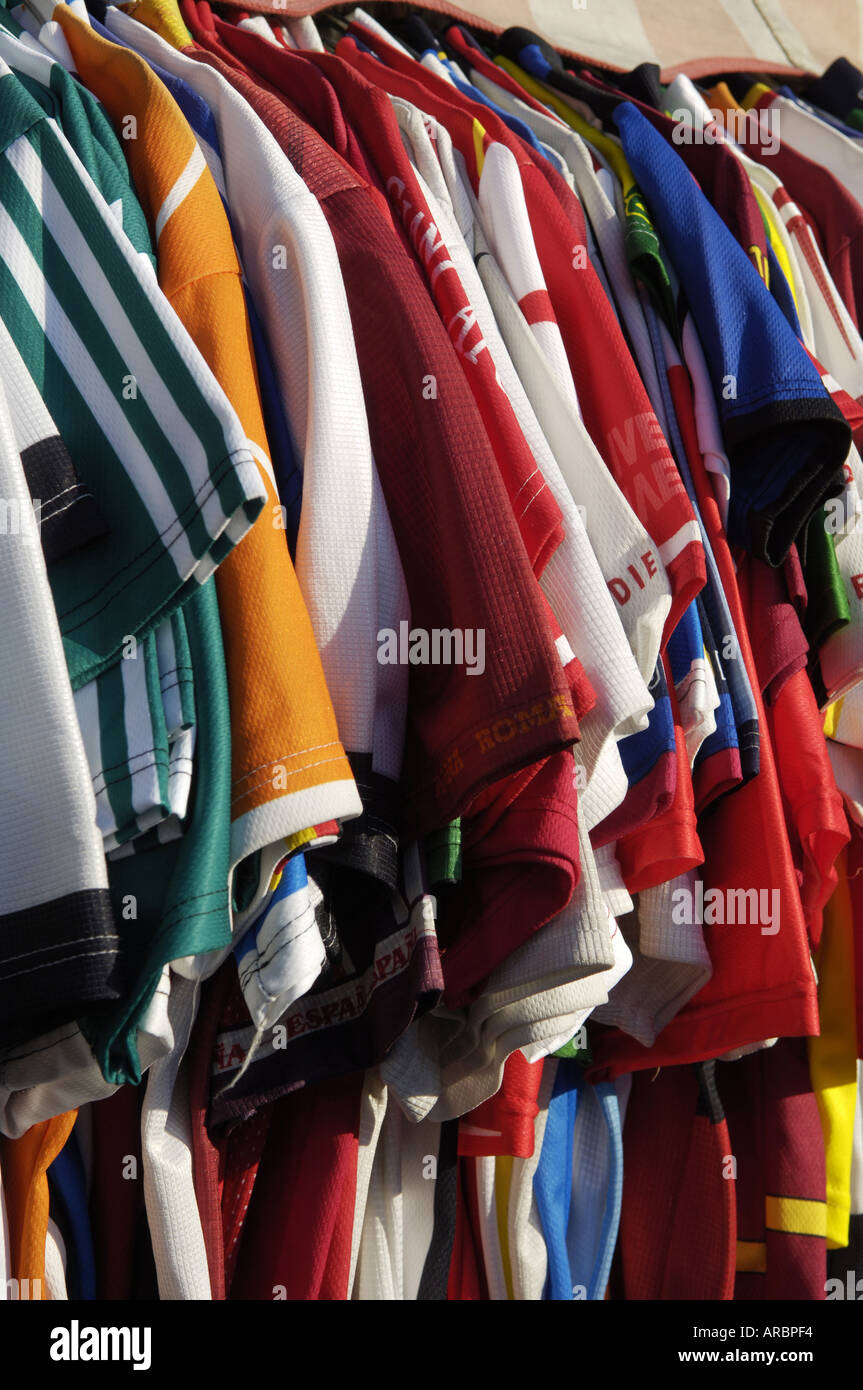 Football shirts market stall hi-res stock photography and images - Alamy