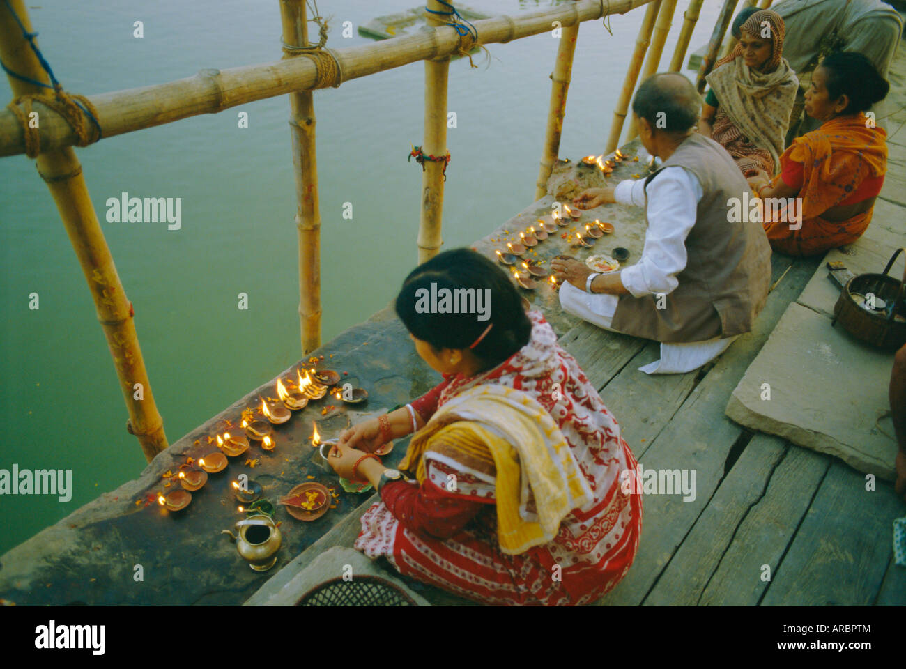 Akash Deep Puja, sky lantern festival on the Ganges (Ganga) River bank ...