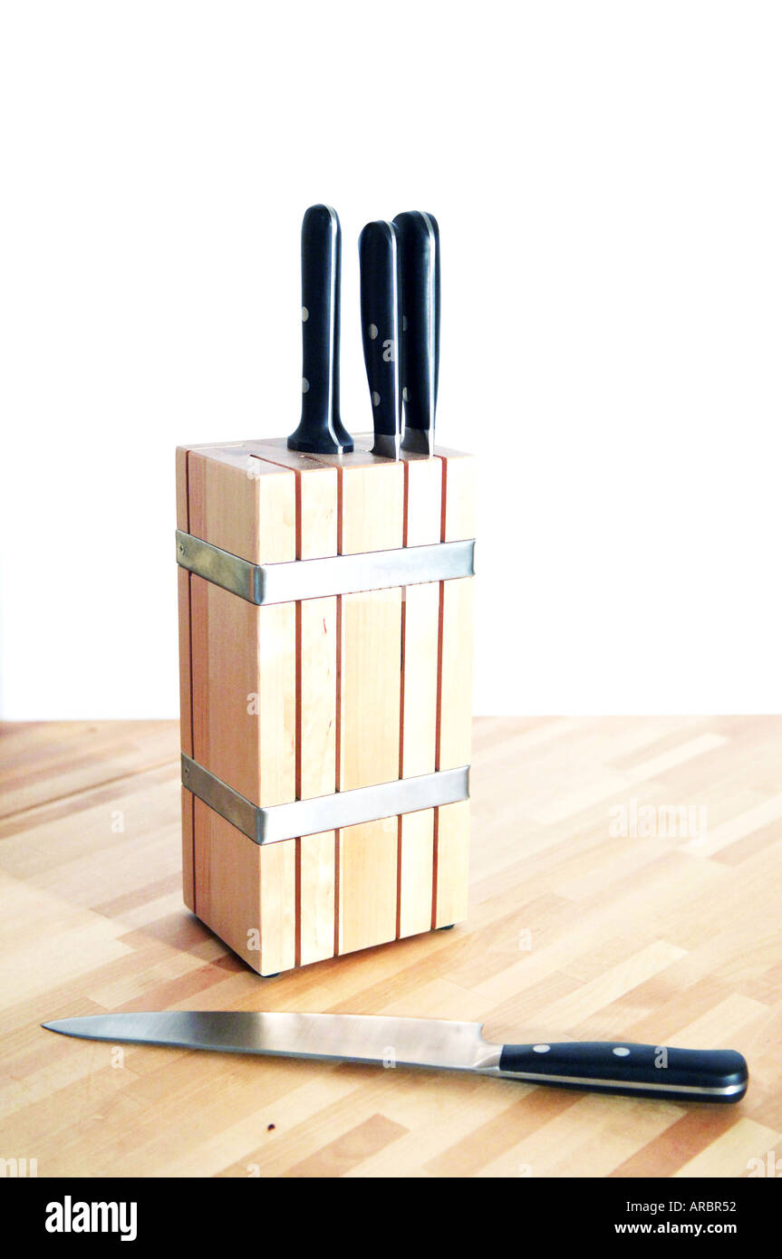 kitchen interior, knife-block Stock Photo - Alamy
