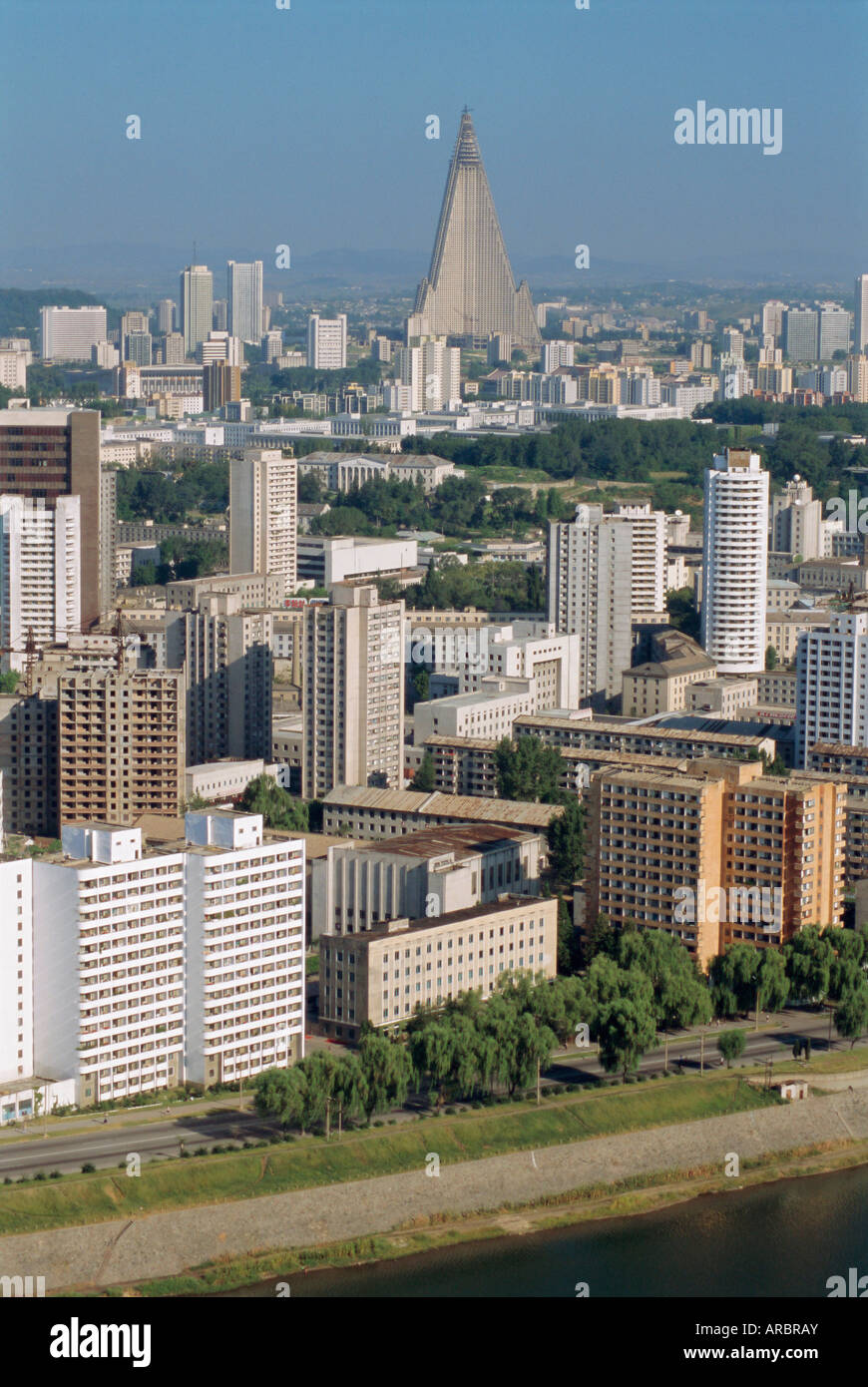 Ryugyong Hotel pyramid (unfinished), Pyongyang, North Korea, Asia Stock ...
