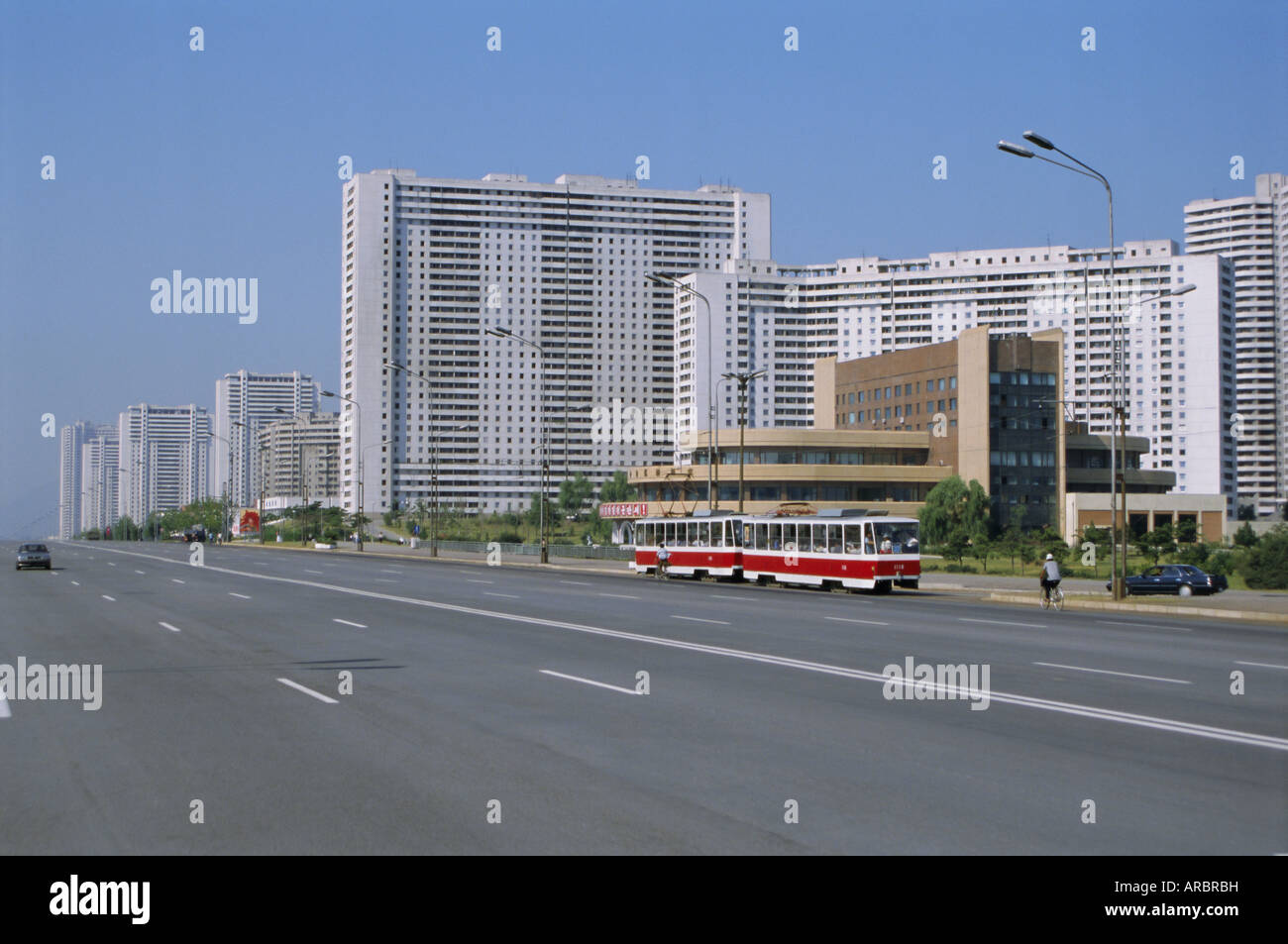 Blocks of flats beside road to Nampo, ten lanes wide but no traffic ...