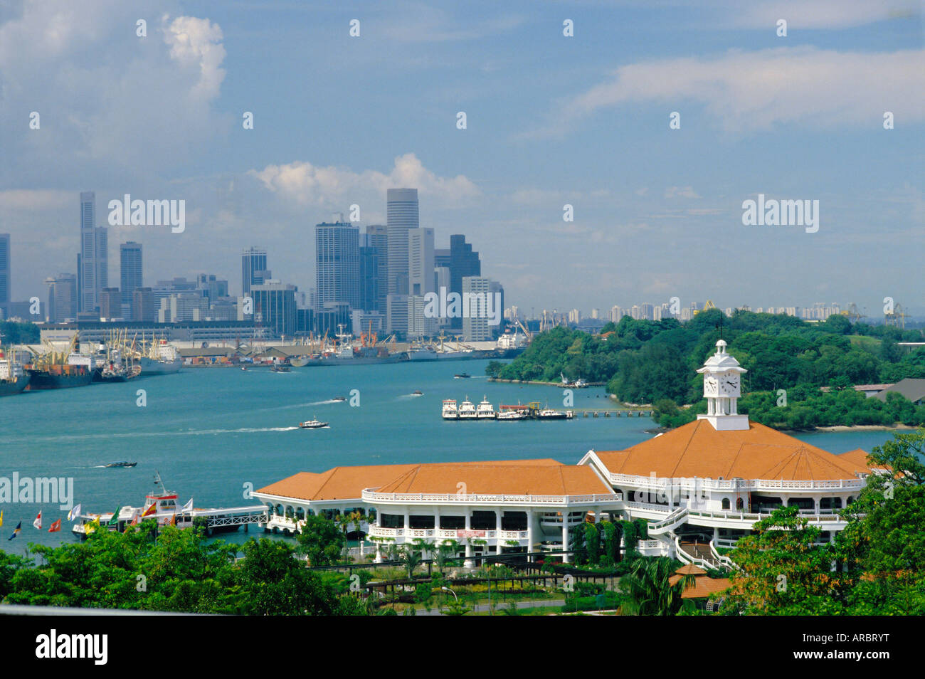 Ferry terminal of popular island resort with Keppel Harbour and the ...