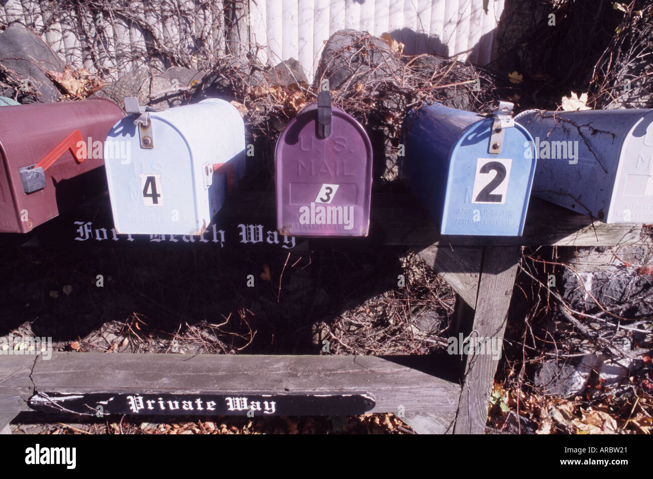 colorful mail boxes Stock Photo - Alamy