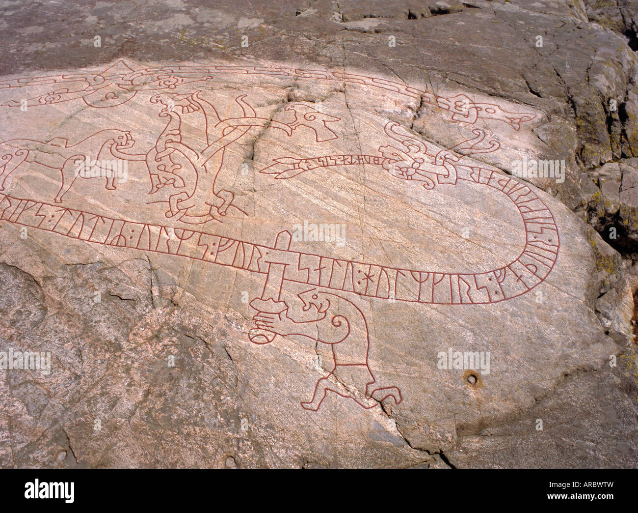 Rune stone (1040 AD) ref Sigurd 'Dragon Killer'. Sundbyholm, Near ...