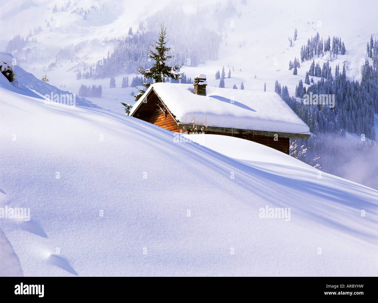 Swiss snow scene at wengen hi-res stock photography and images - Alamy