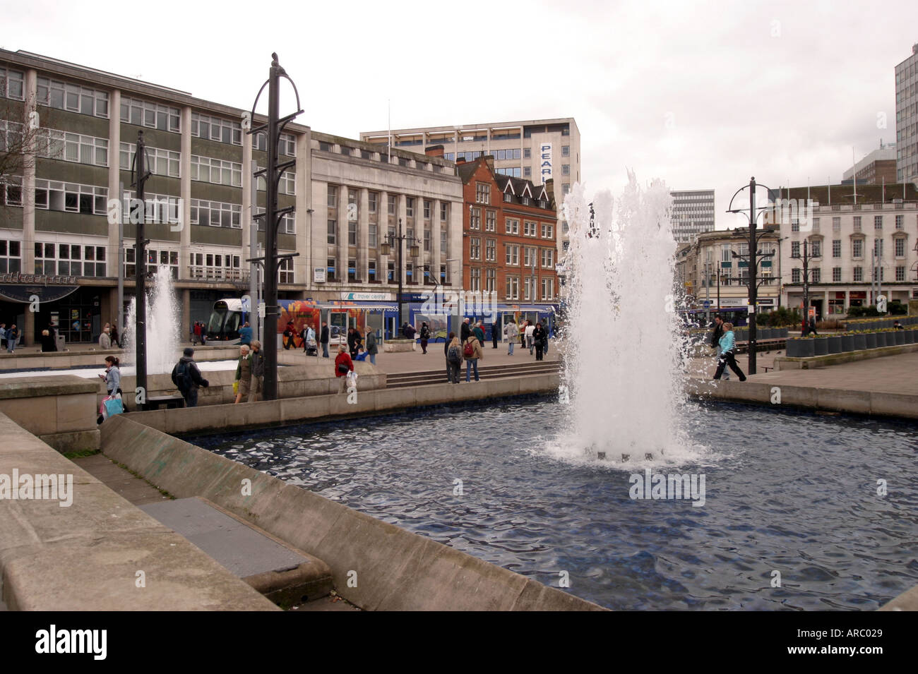 The fountains in Nottinghams Market Square Stock Photo - Alamy