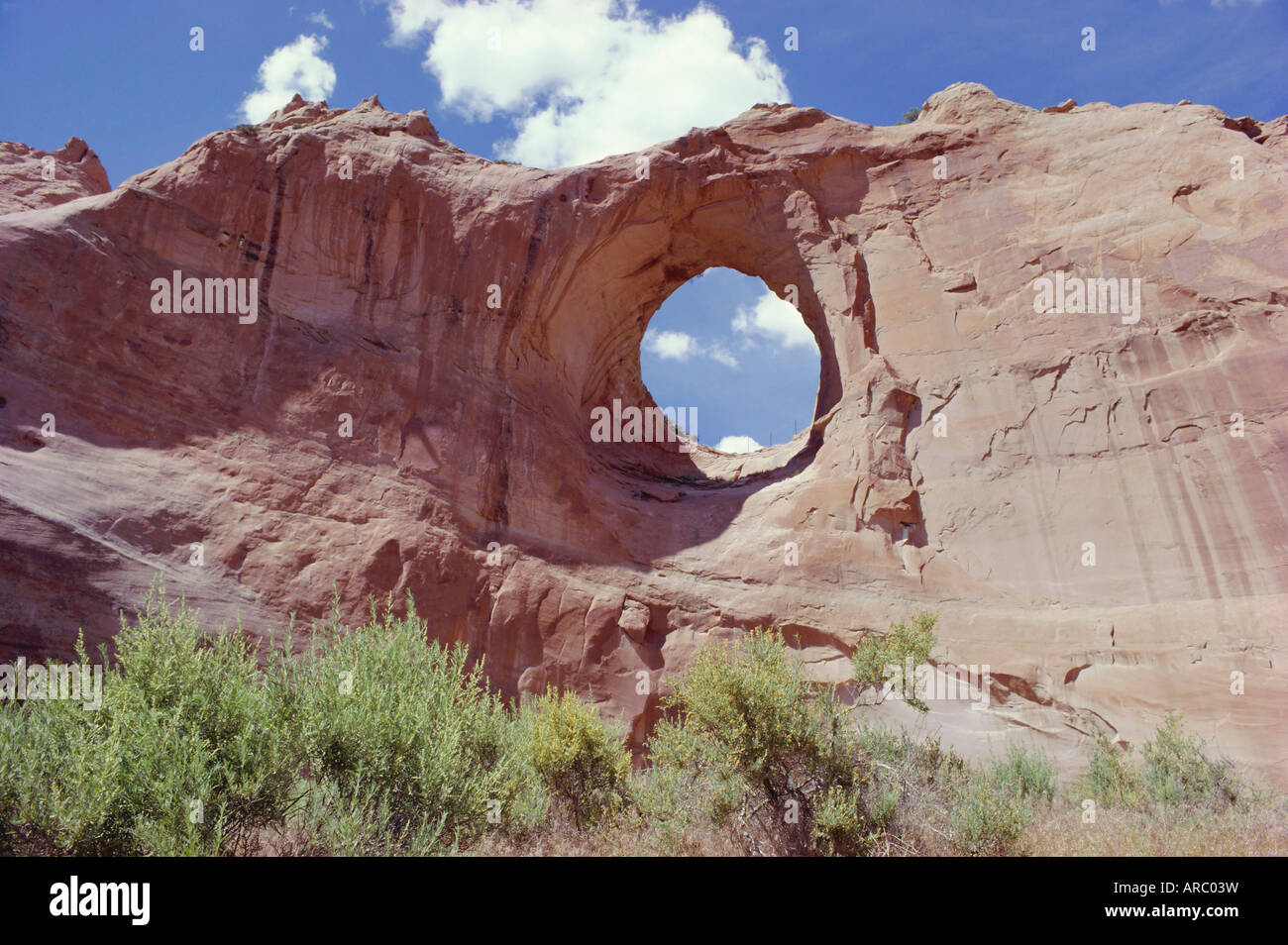 Window Rock, eroded forms near Navaho (Navajo) Tribal Centre, Arizona ...