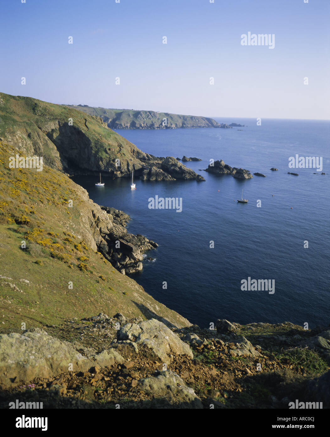 Harbour at Havre Gosselin, west coast, Sark, Channel Islands, UK ...