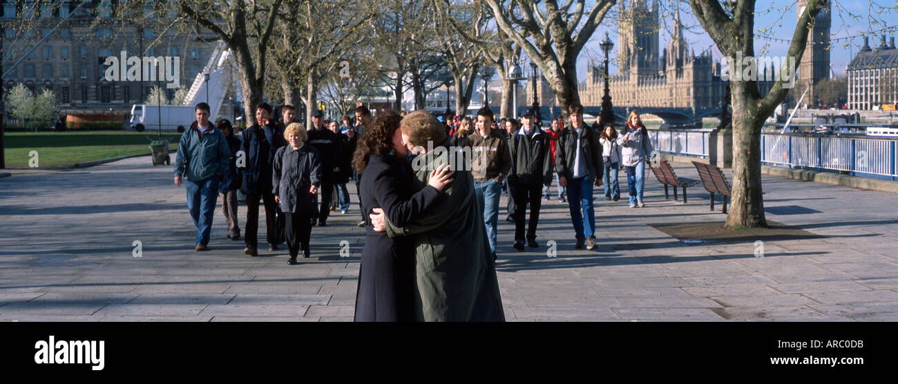 Couple kissing Southbank London England Britain UK Stock Photo - Alamy