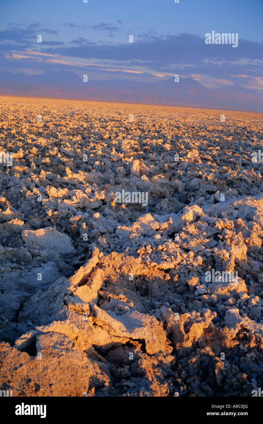Atacama salt flats at sunset, Salar de Atacama, northern area, Chile ...