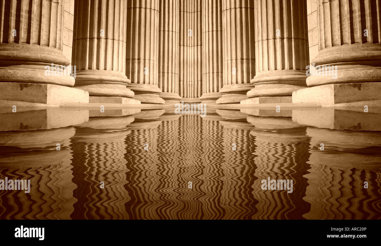 Classical landscape with figures and sculpture hi-res stock photography ...