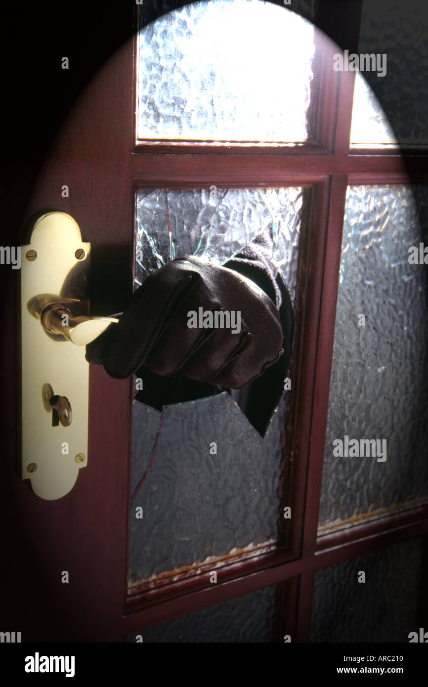 Crime break in Stock Photo - Alamy