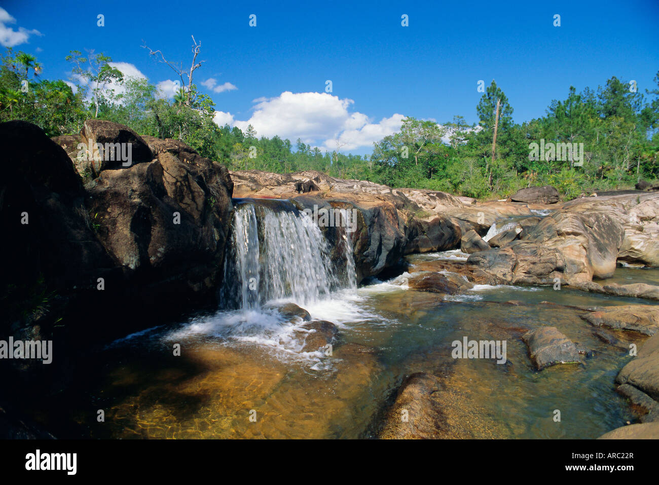 Pools and waterfall, Mountain Pine Ridge Reserve Rio On, near San ...