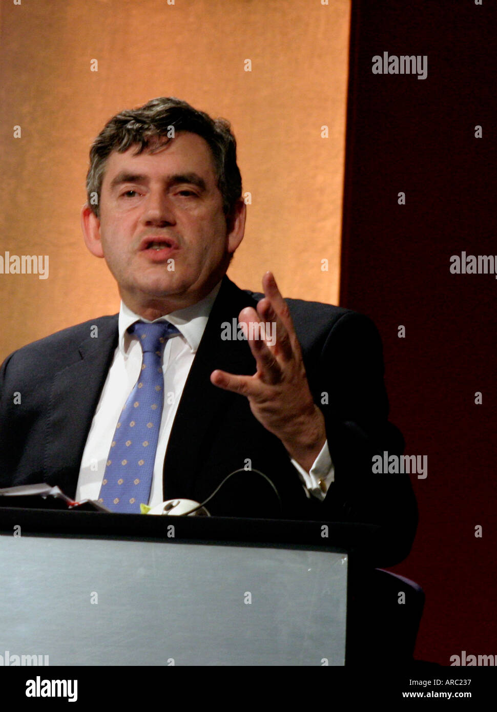 gordon brown labour mp and chancellor of the exechequer speaking at a ...