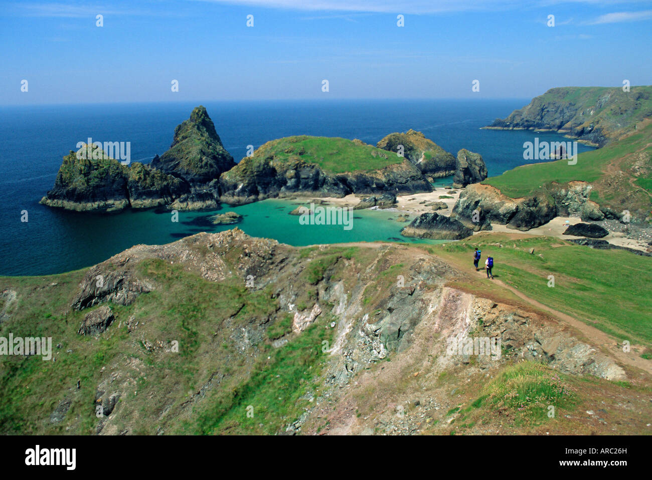 Kynance Cove from the cliffs, south Cornwall, England, UK Stock Photo ...