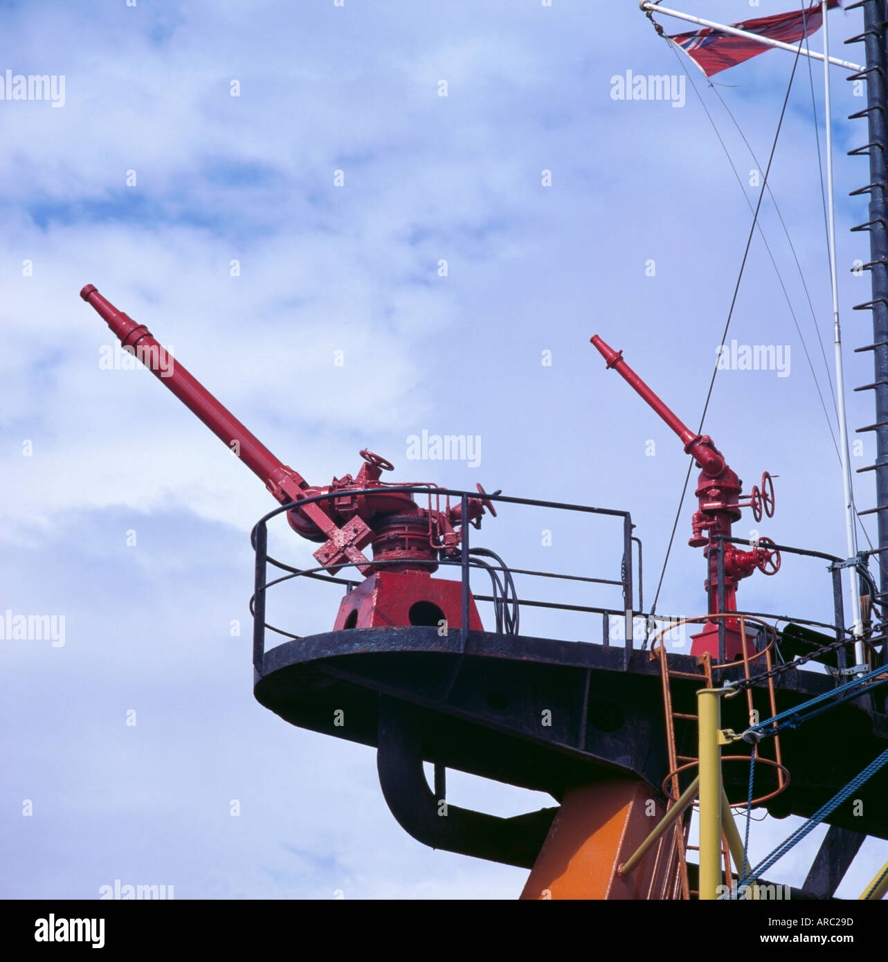Fire fighting turret on an oil rig support vessel Stock Photo - Alamy