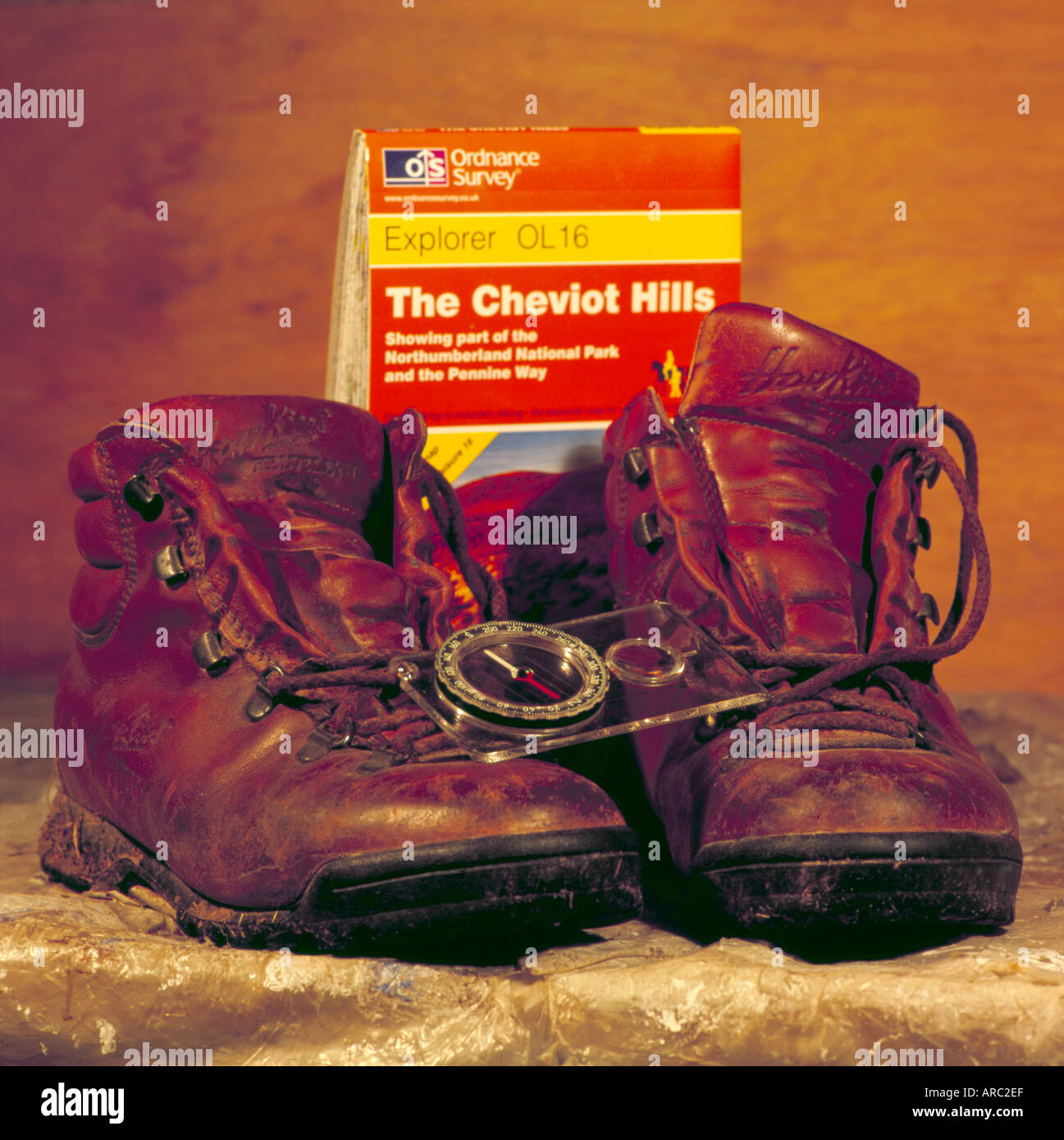 OS Explorer series map of the Cheviot Hills, Northumberland, England ...