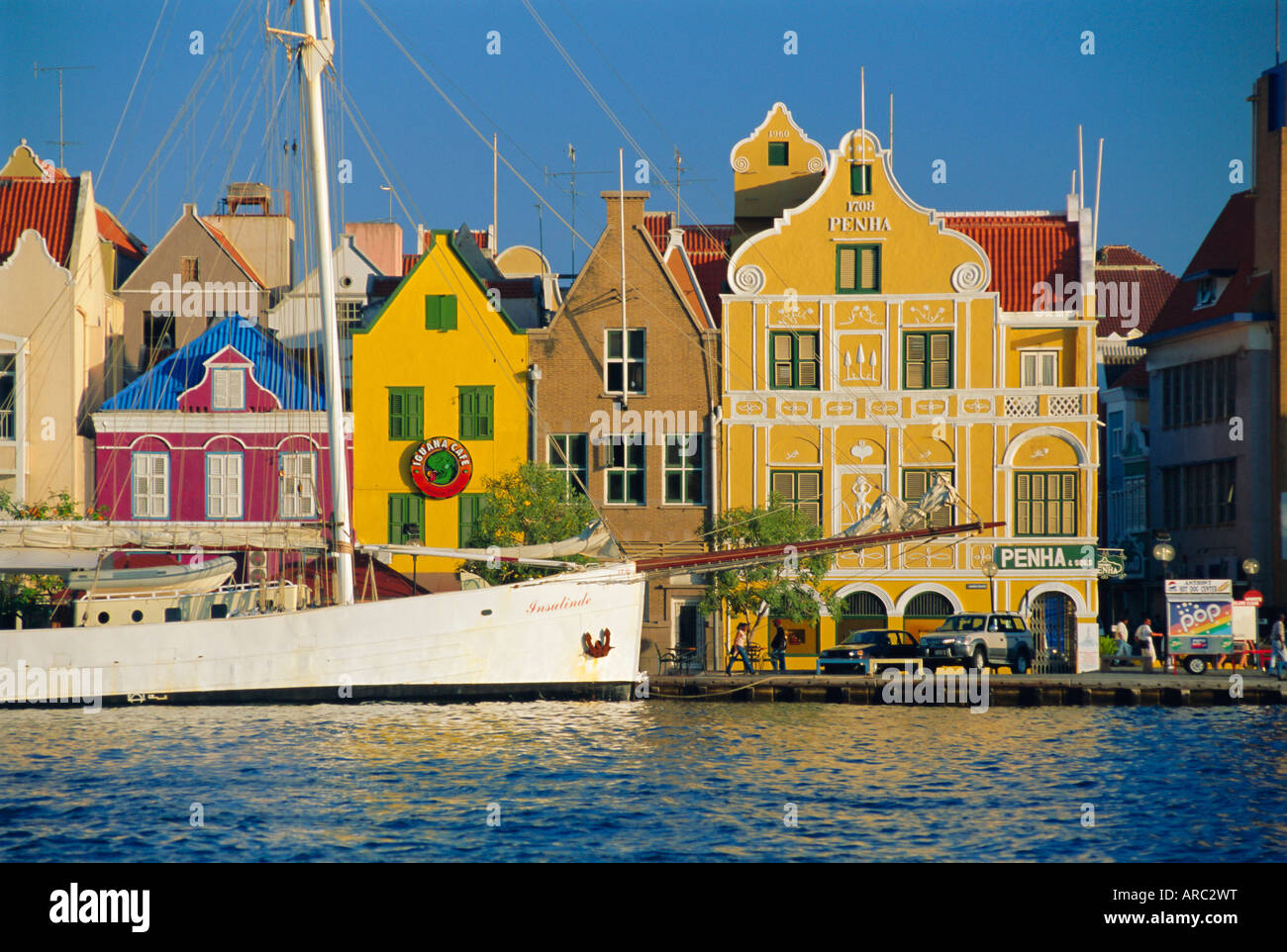 Colonial gabled waterfront buildings, Willemstad, Curacao, Caribbean ...