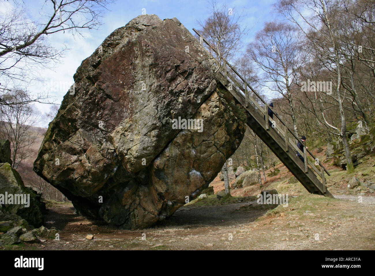 The Bowder Stone Borrowdale Lake District Stock Photo - Alamy