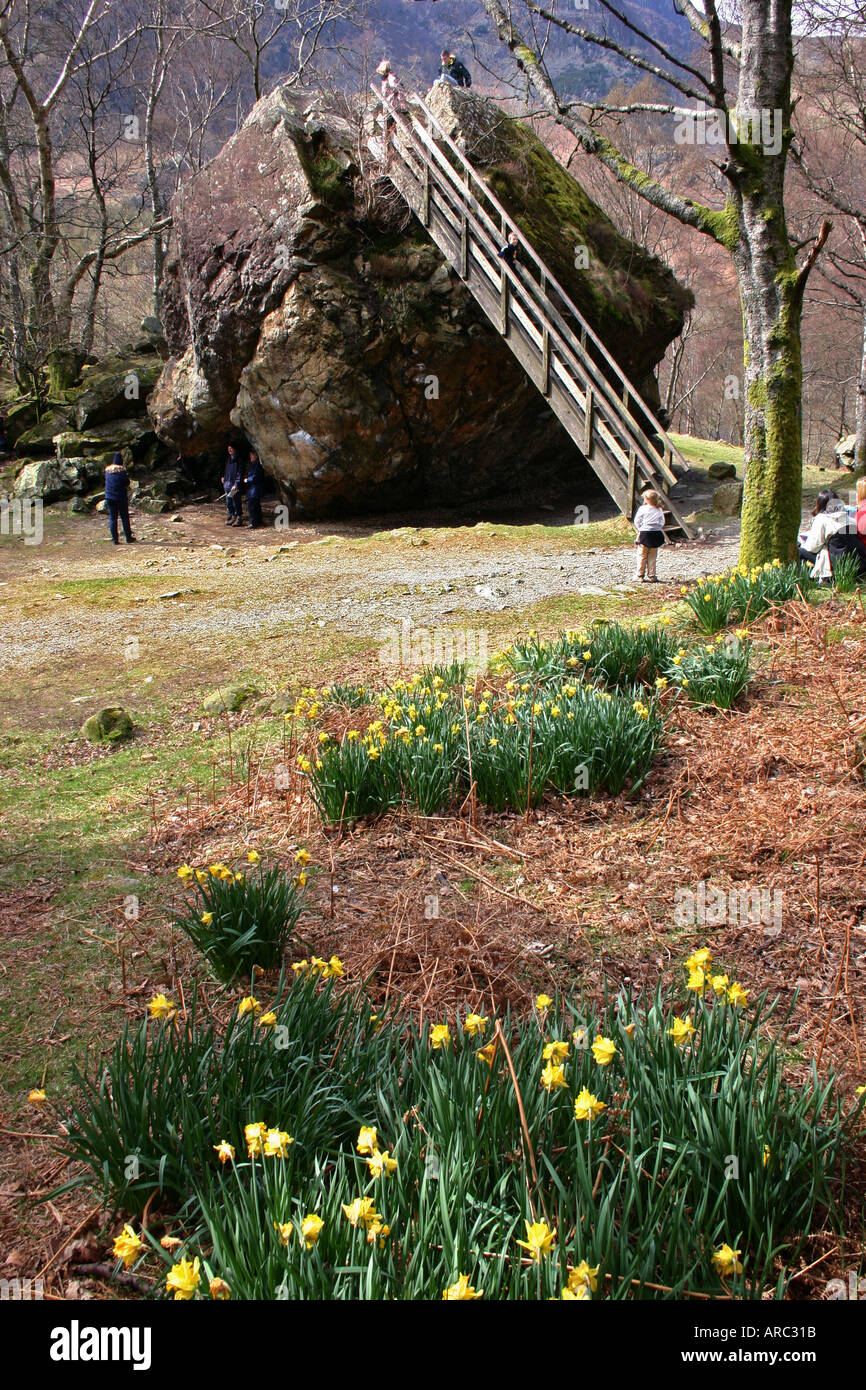 The Bowder Stone Borrowdale Lake District Stock Photo - Alamy