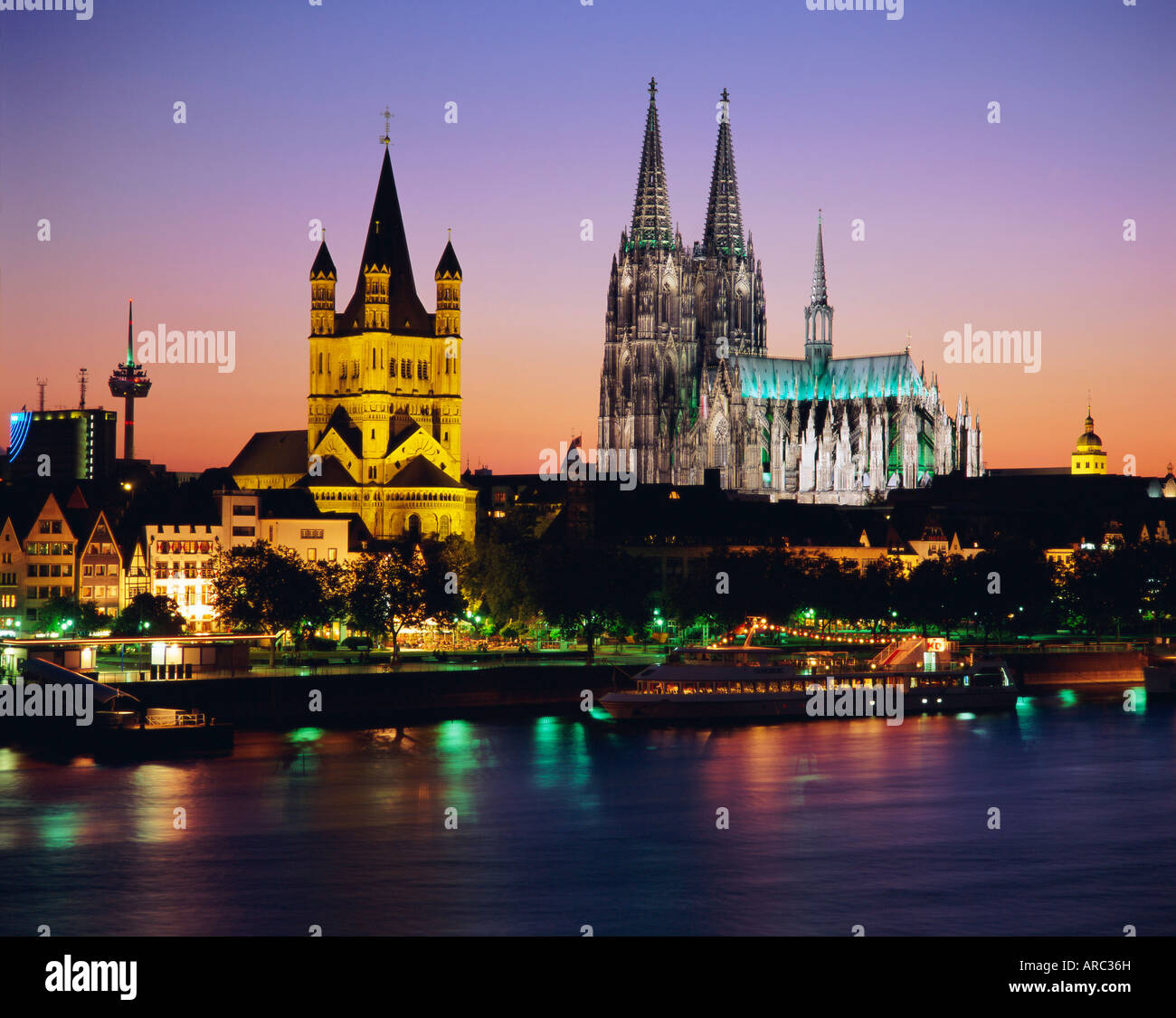 The Cathedral (Dom) and River Rhine, Cologne (Koln), North Rhine ...