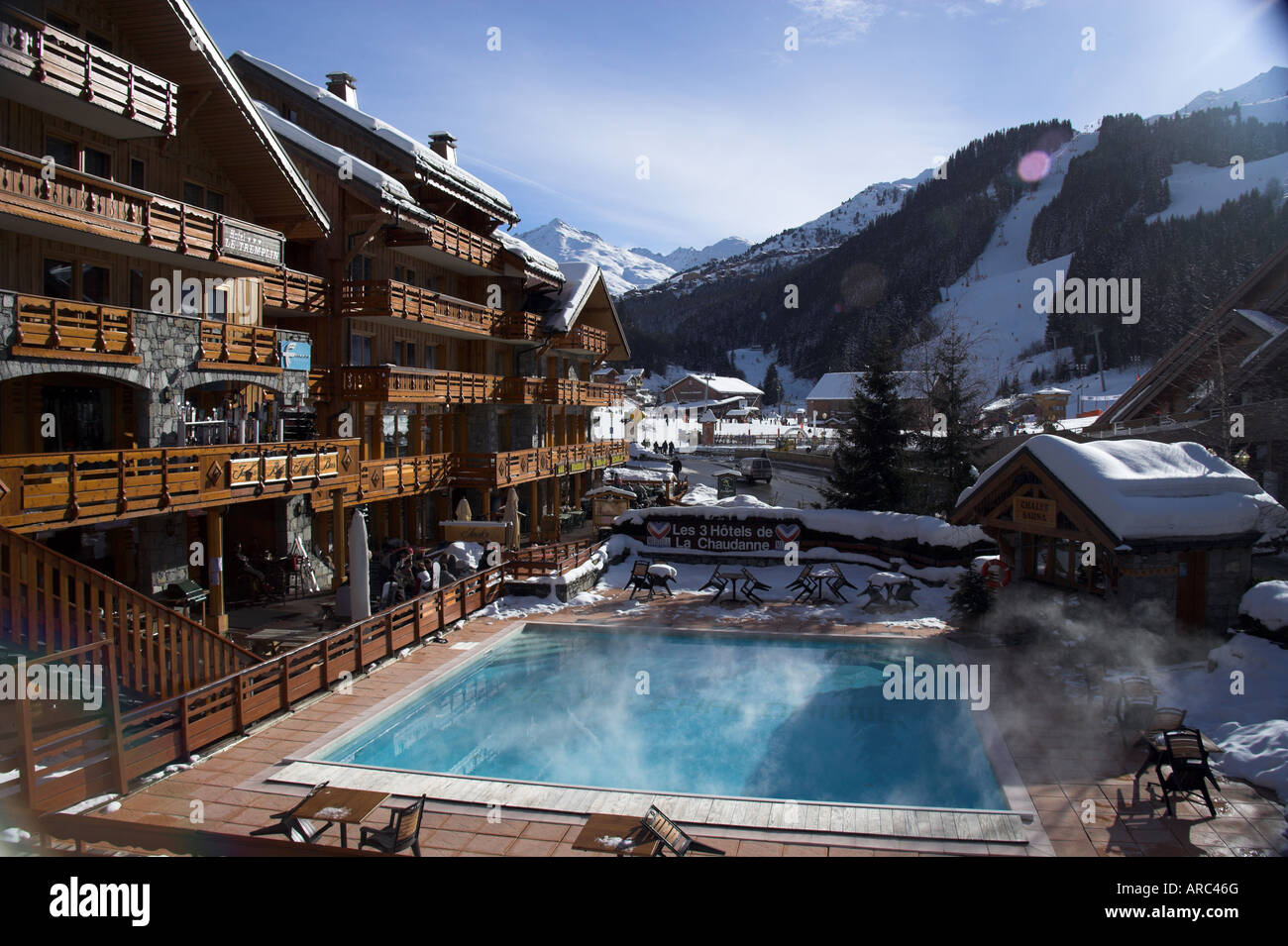 Main ski resort area meribel France Stock Photo - Alamy